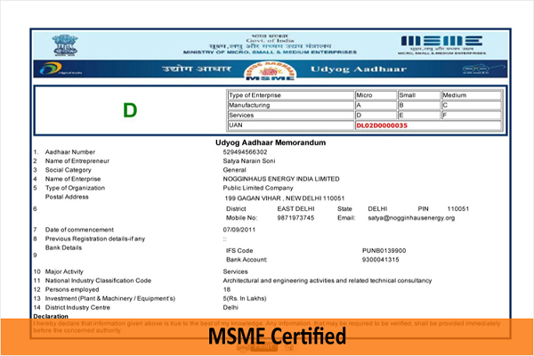 NEIL Certificates - NOGGINHAUS ENERGY INDIA LTD. Your Trusted Partner